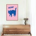 Y2K Blue Cat 'meow' in Pink Background Animal Trendy - Etsy