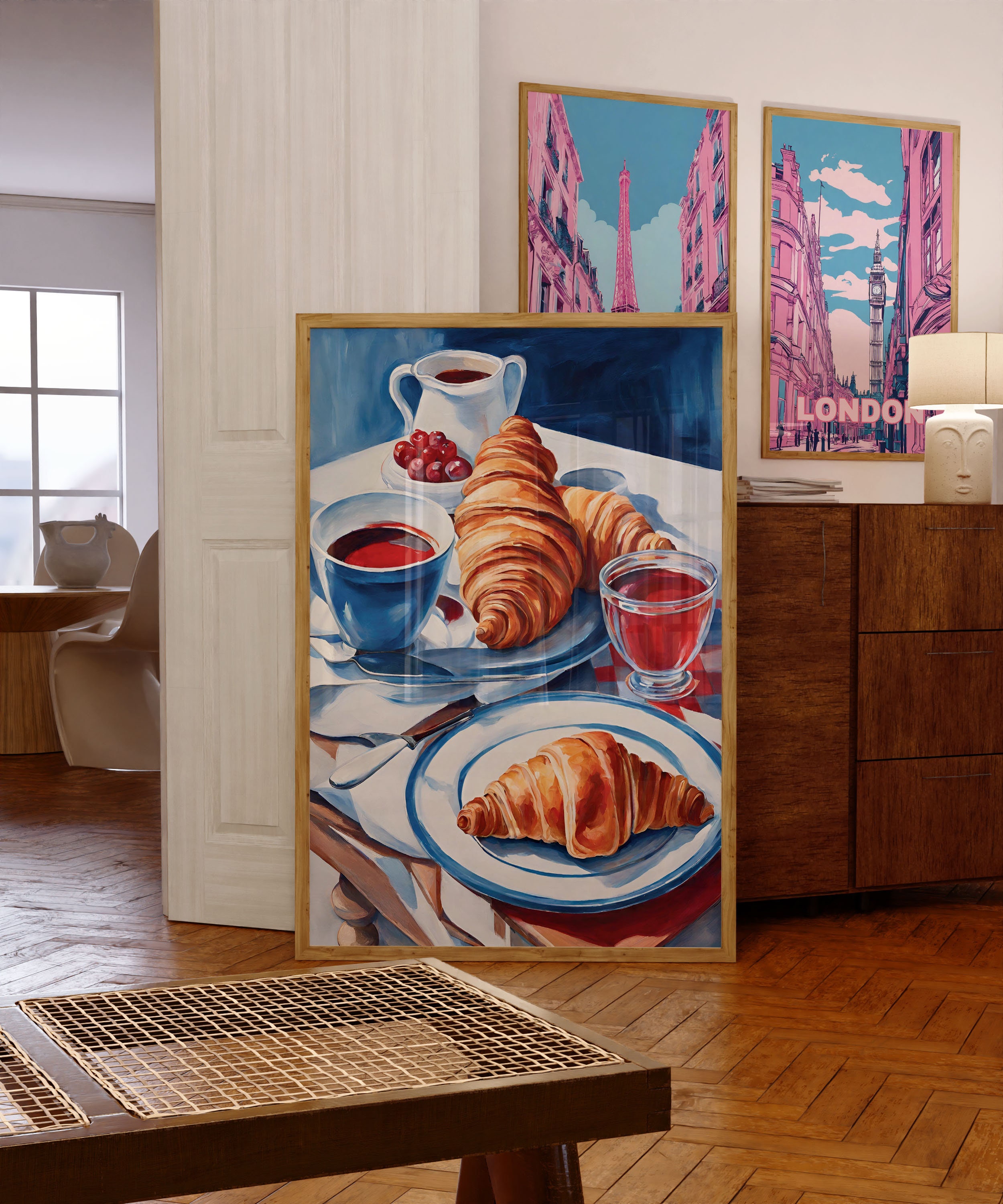 Retro Breakfast Croissants Kitchen Abstract Vintage Wall Art - Etsy