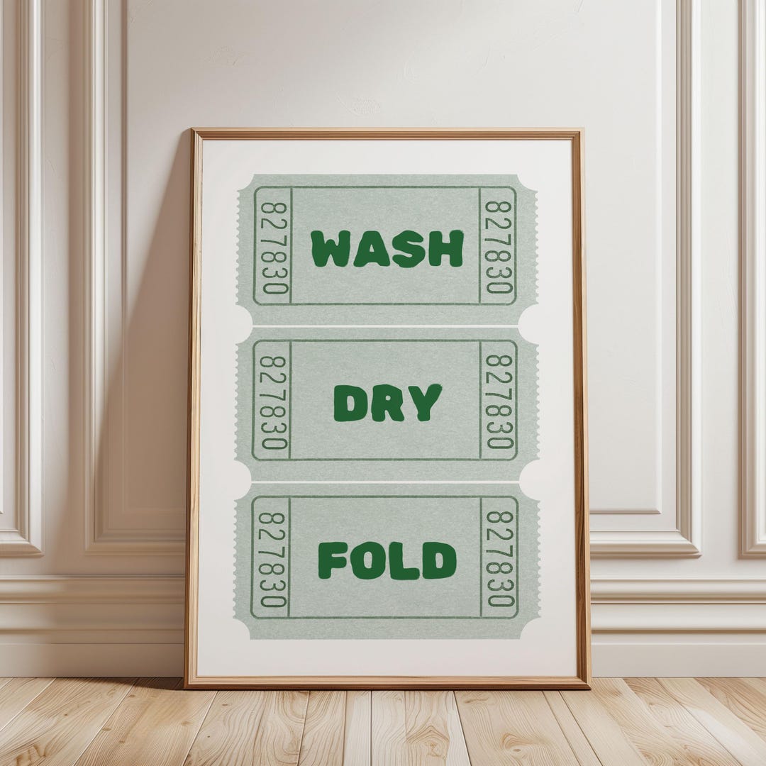 Physical Poster - Laundry Wash Dry Fold Ticket Wall Art | Girly Green ...