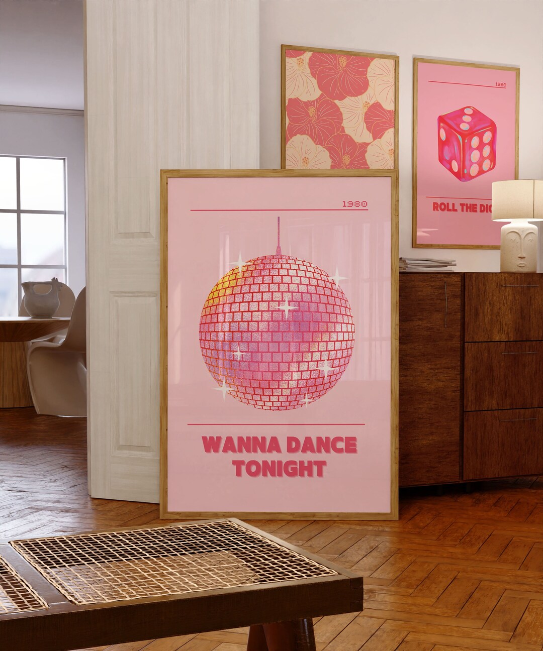 Y2K 'wanna Dance Tonight' Disco Ball Quoted Wall Art in Pink for ...
