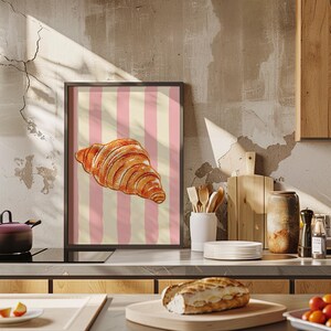 Physical Poster - Croissant Breakfast Wall Art | Patel Colourful Retro ...