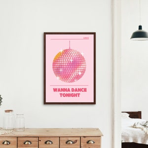 Y2K 'wanna Dance Tonight' Disco Ball Quoted Wall Art in Pink for ...