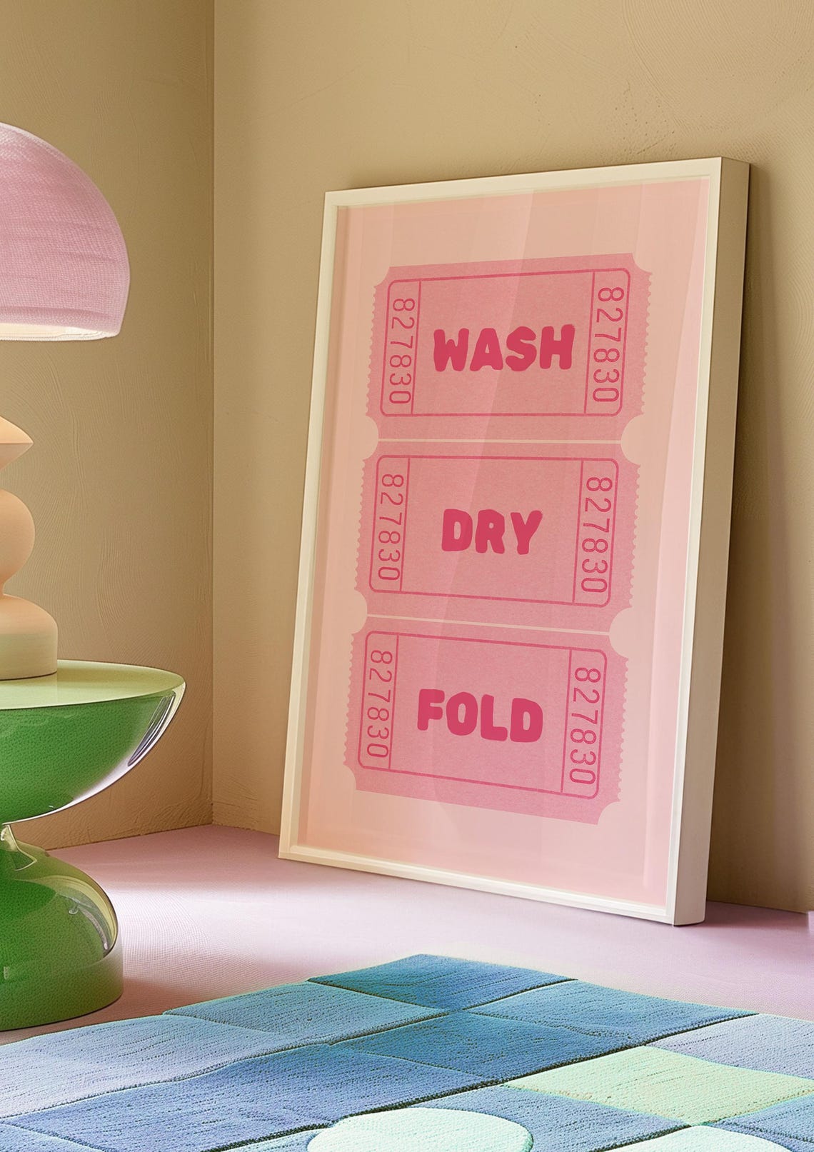 Physical Poster - Laundry Wash Dry Fold Ticket Wall Art | Girly Pink ...