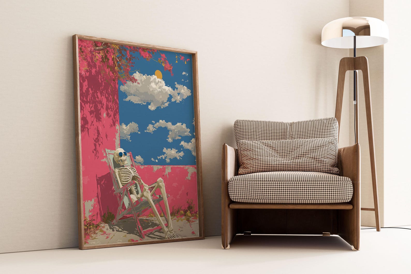 Skeleton Sun Bathing With Sunglasses Art Print Cute Girly Halloween ...