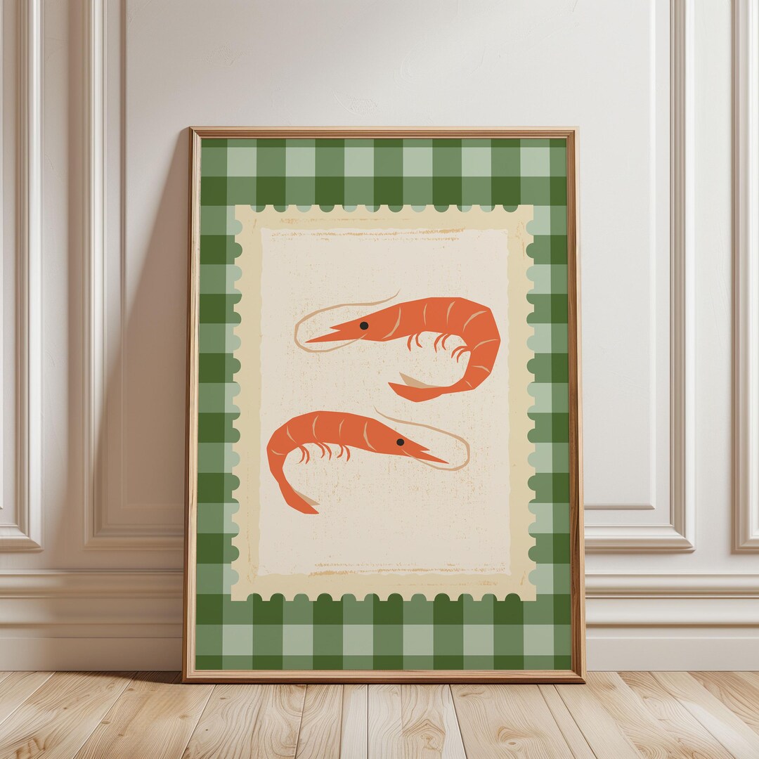 Shrimp Prawn Wall Art Print Coastal Kitchen Decor Nautical Marine ...