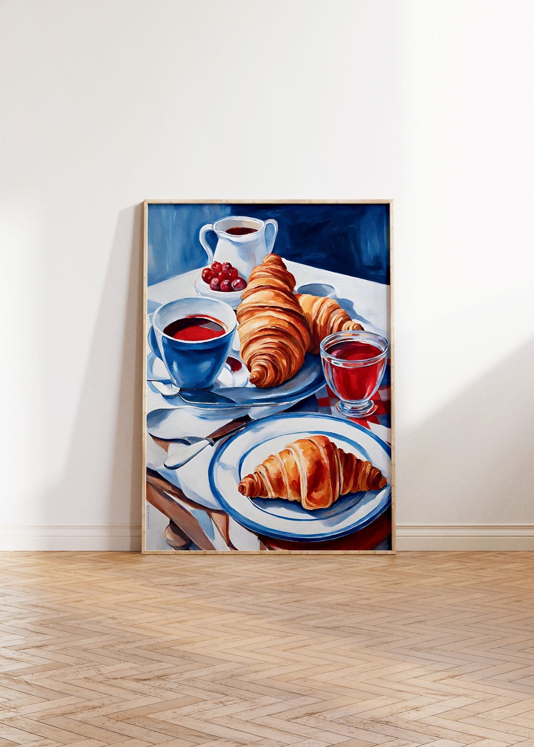 Retro Breakfast Croissants Kitchen Abstract Vintage Wall Art - Etsy