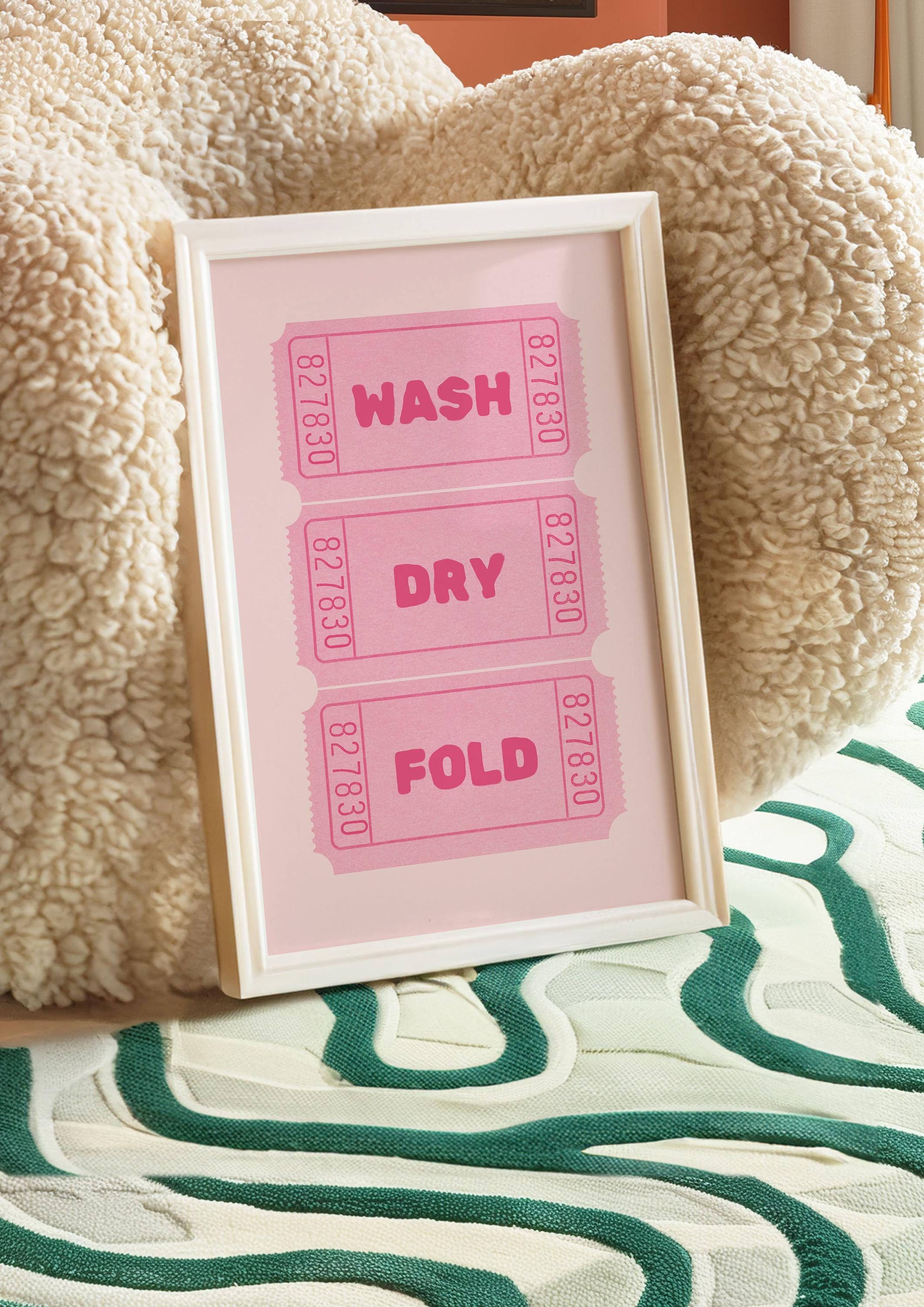 Physical Poster - Laundry Wash Dry Fold Ticket Wall Art | Girly Pink ...