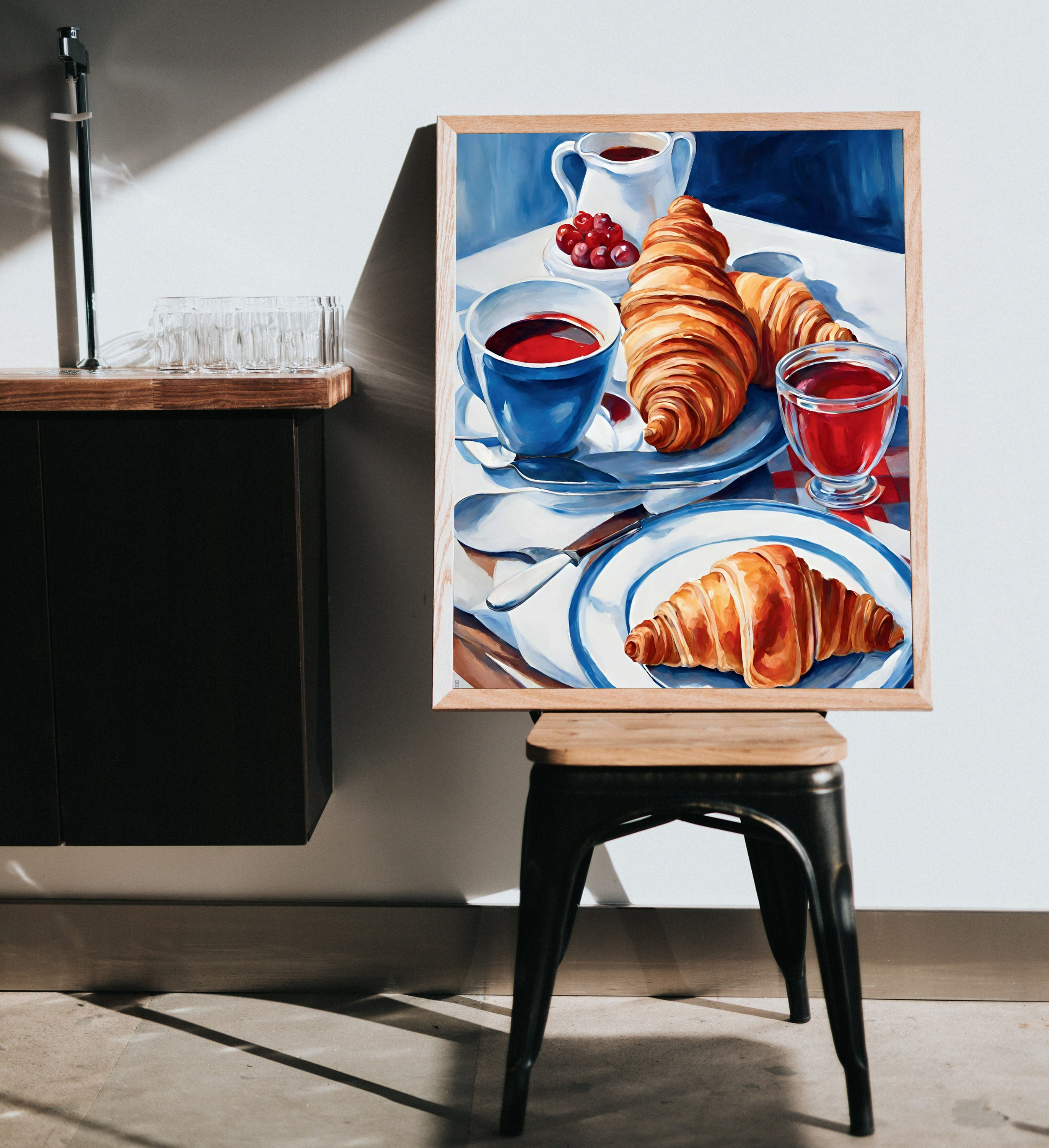 Retro Breakfast Croissants Kitchen Abstract Vintage Wall Art - Etsy