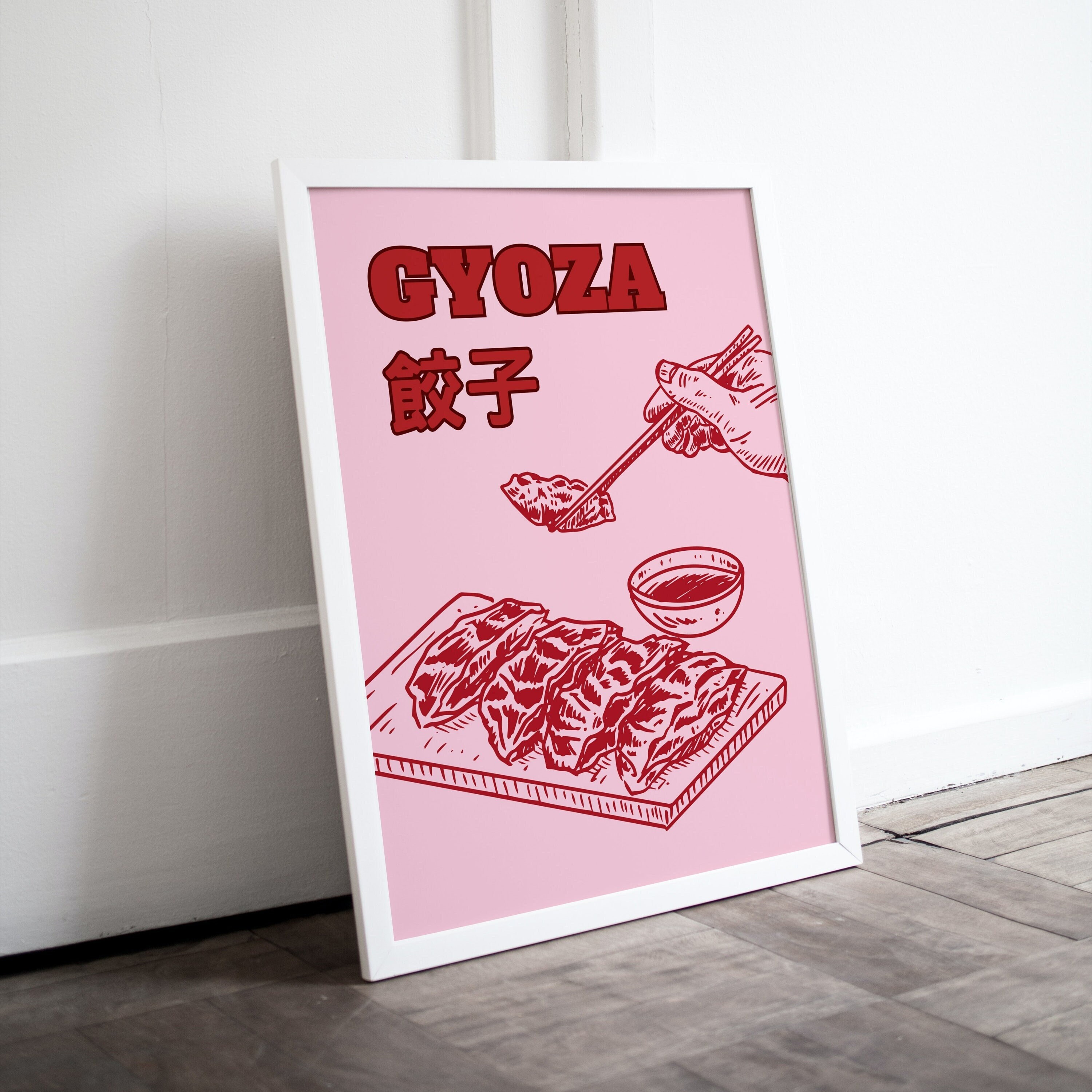 Y2K Japanese 'GYOZA' Kitchen Wall Art in Pink Wall - Etsy
