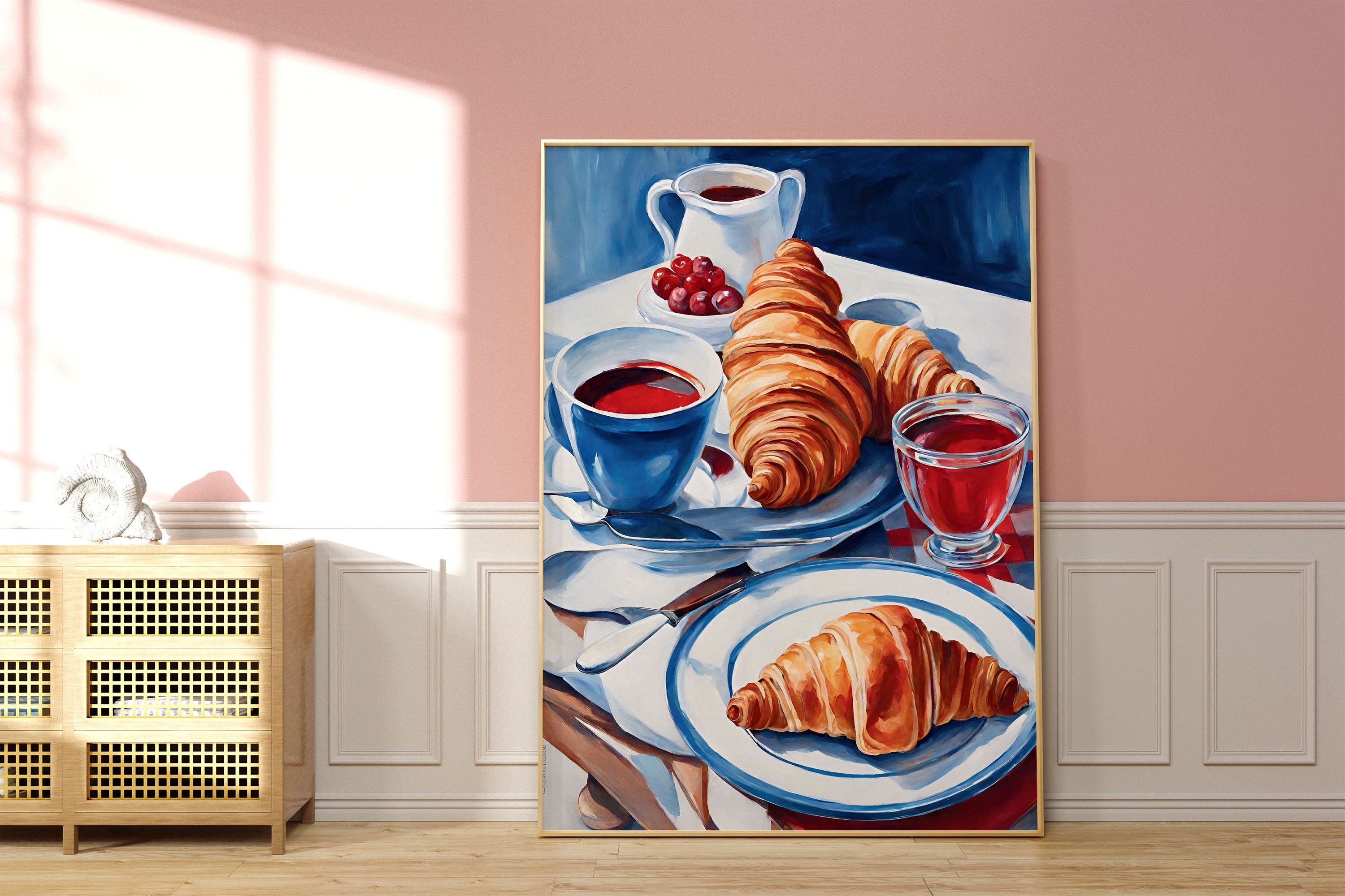 Retro Breakfast Croissants Kitchen Abstract Vintage Wall Art - Etsy