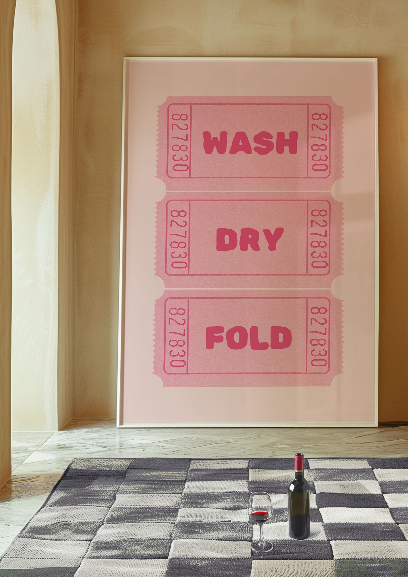 Physical Poster - Laundry Wash Dry Fold Ticket Wall Art | Girly Pink ...