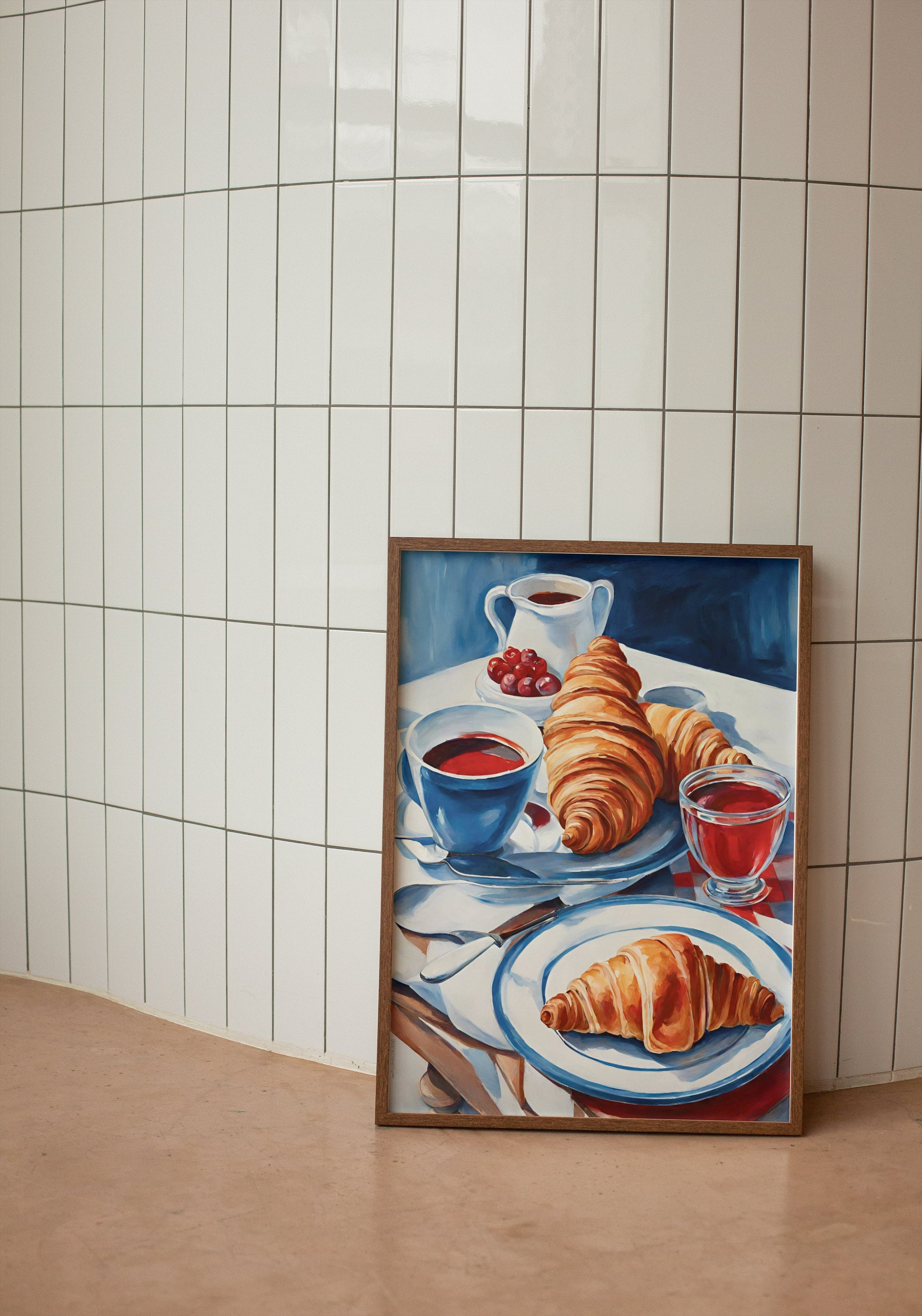 Retro Breakfast Croissants Kitchen Abstract Vintage Wall Art - Etsy