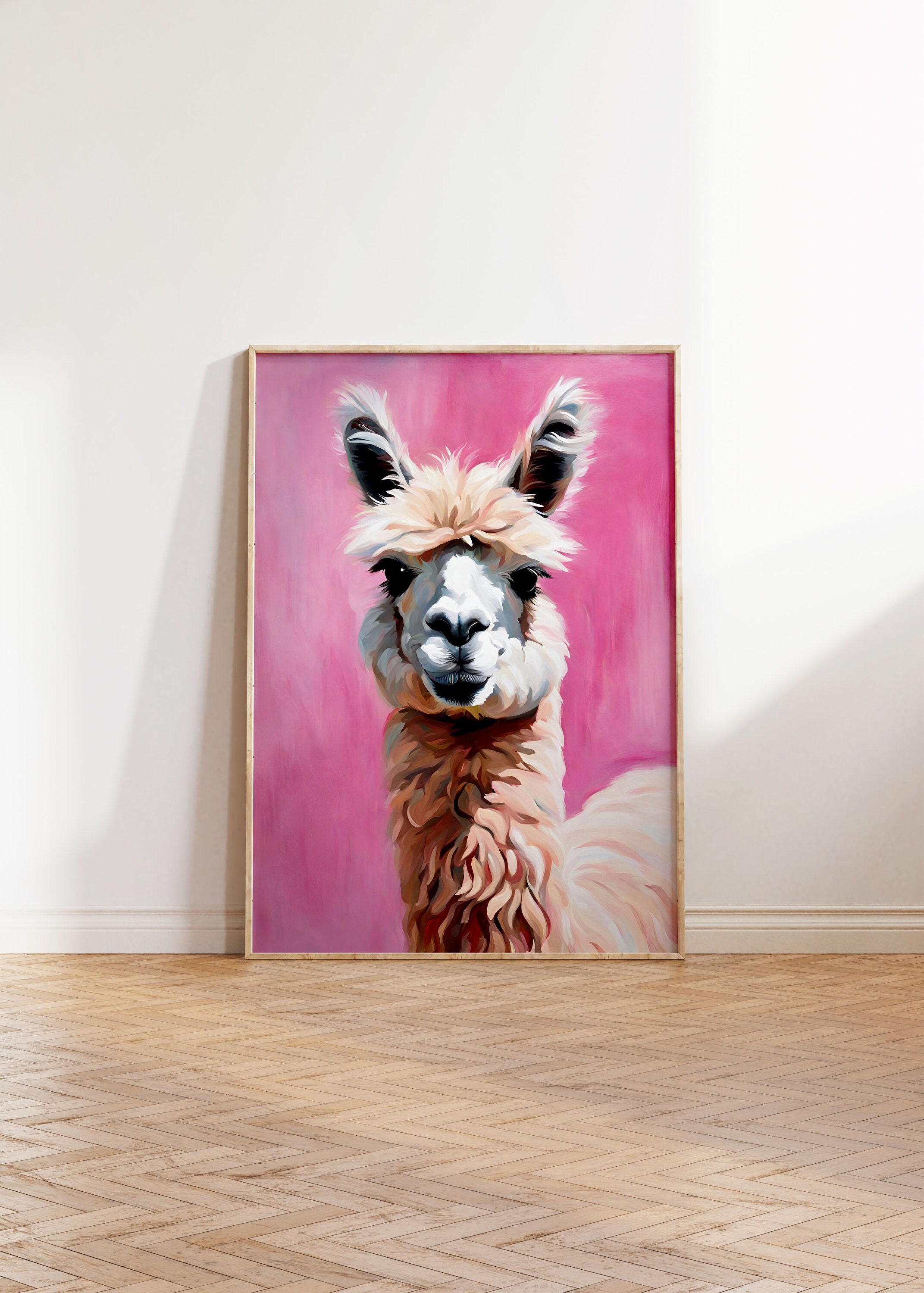 Vintage Colorful Retro Alpaca Llama Animal Bedroom Abstract Art Print ...