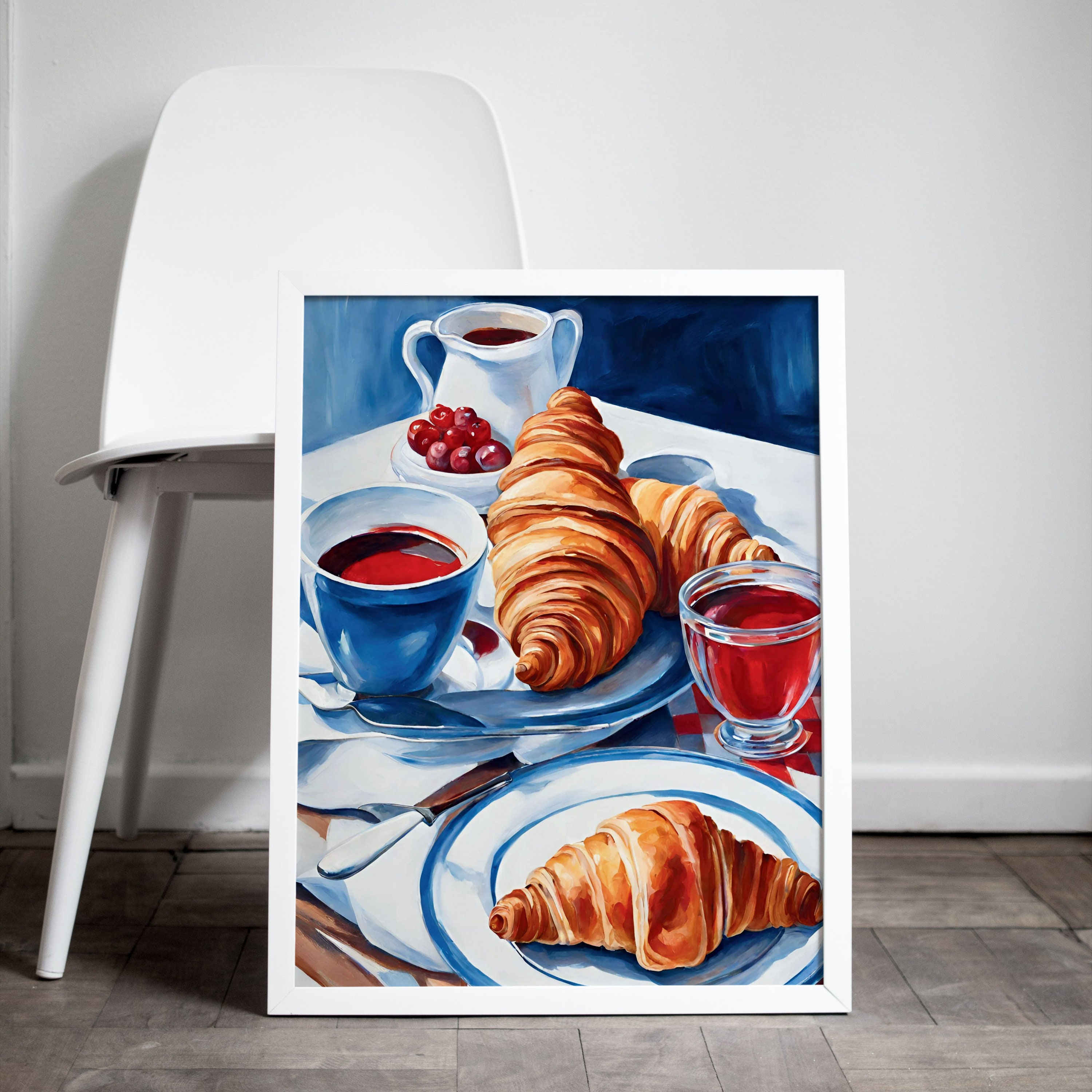 Retro Breakfast Croissants Kitchen Abstract Vintage Wall Art - Etsy