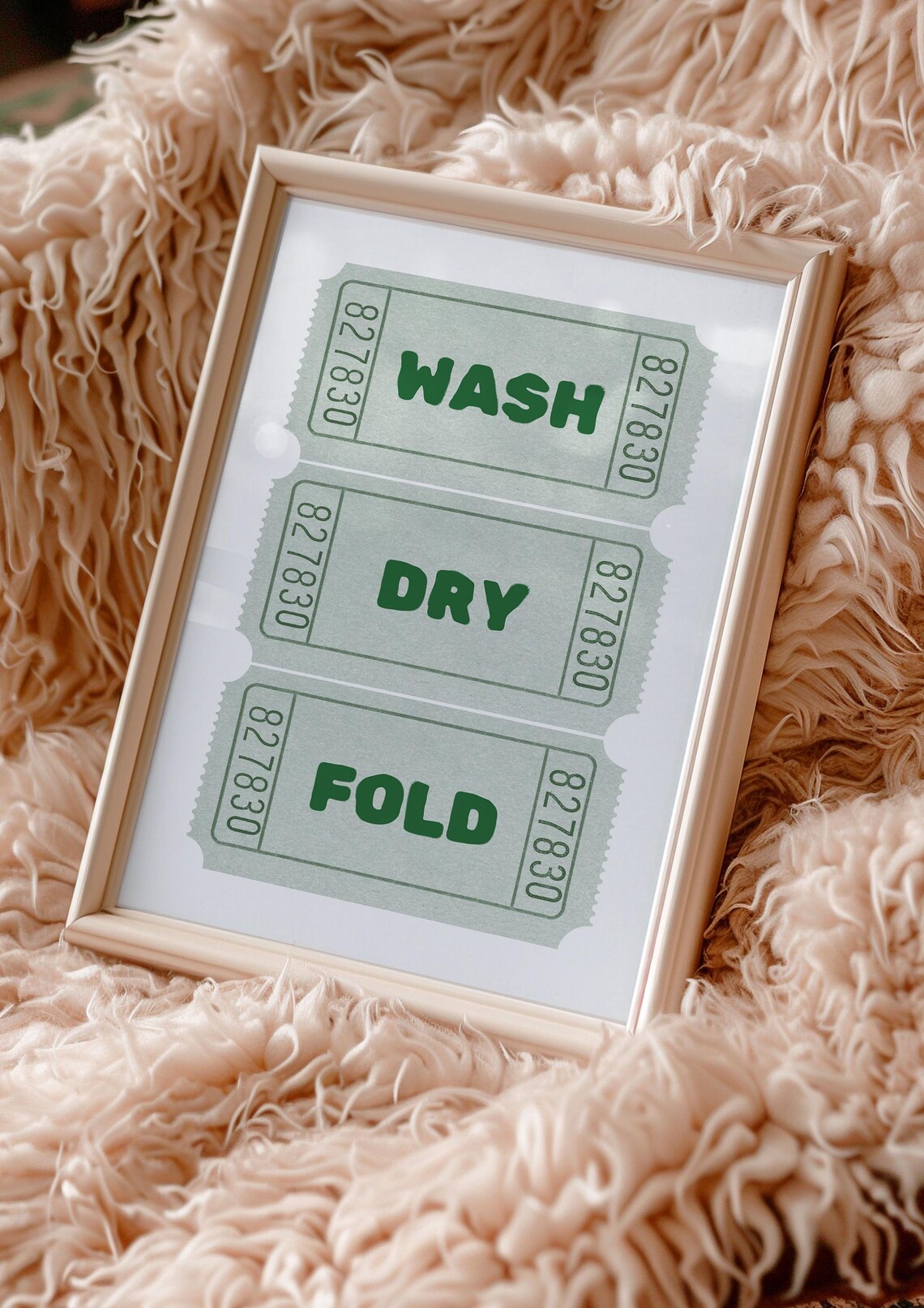 Physical Poster - Laundry Wash Dry Fold Ticket Wall Art | Girly Green ...