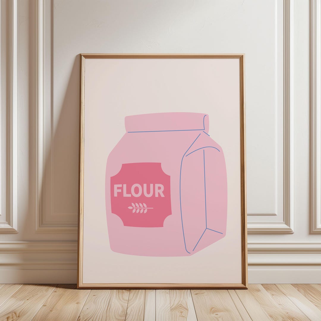 Pastel Cute Flour Wall Art | Pink Blue Kitchen Decor & Aesthetic ...
