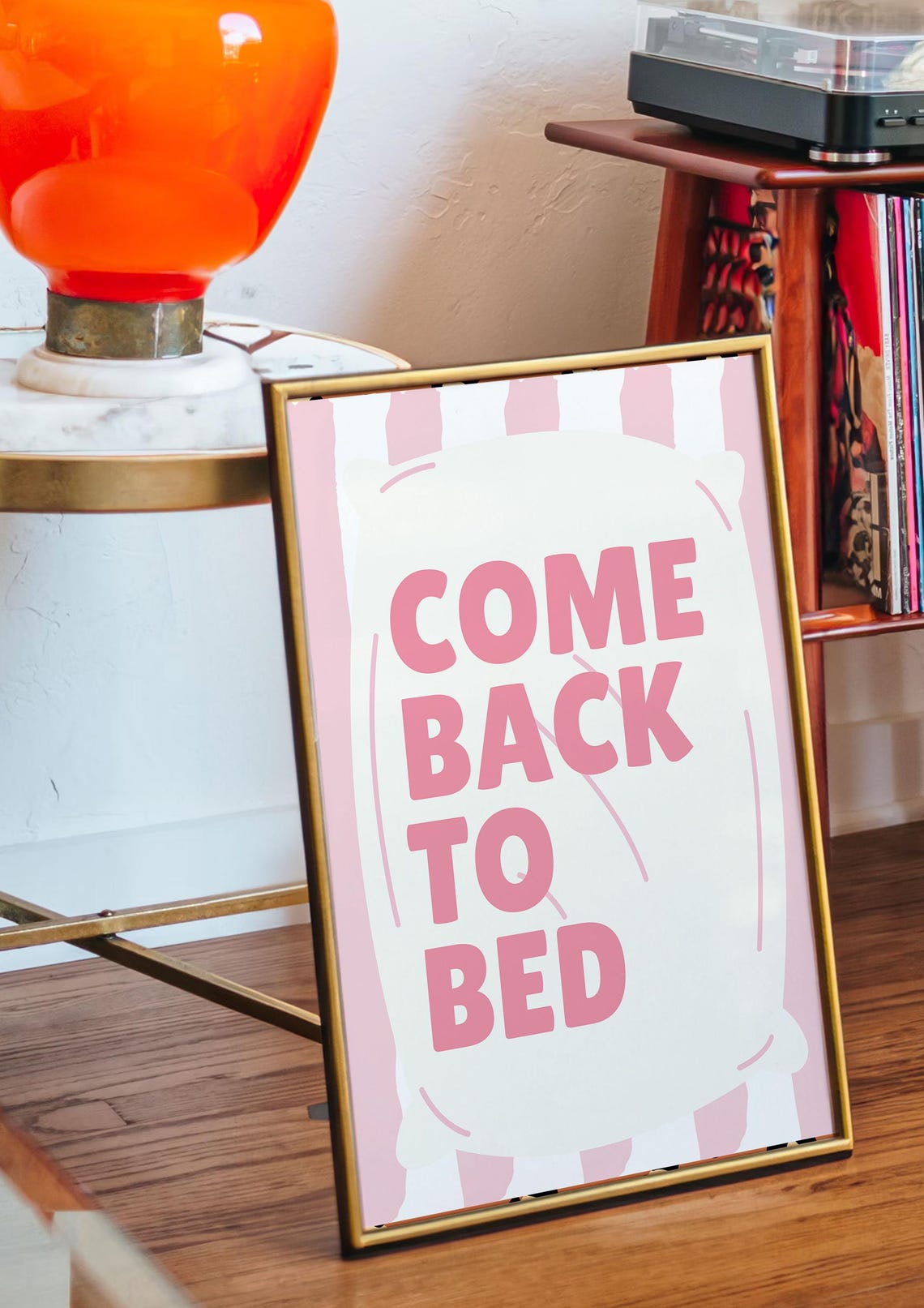 Physical Poster - Come Back to Bed Pink Pillow Girly Bedroom Print ...
