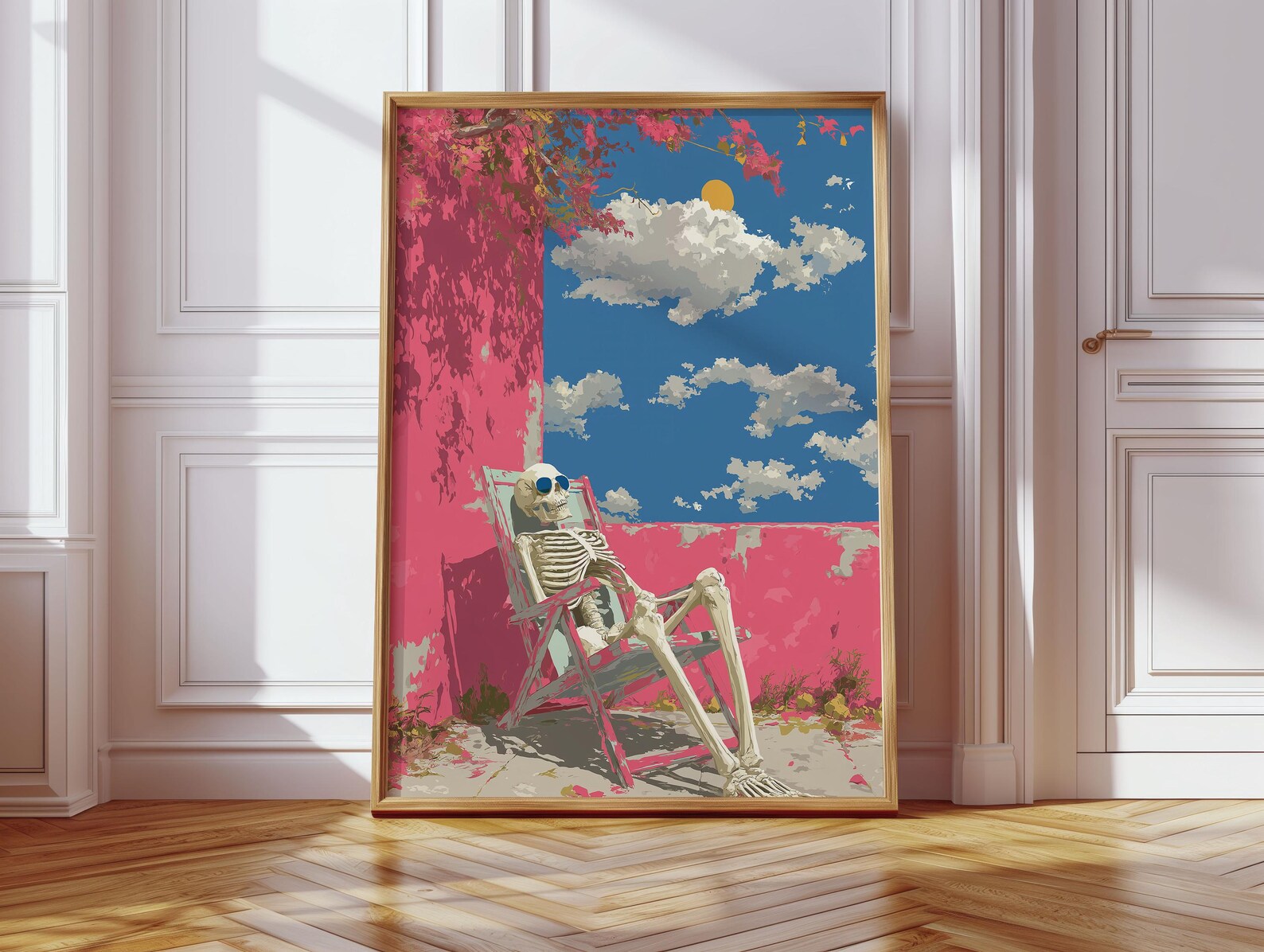 Skeleton Sun Bathing With Sunglasses Art Print Cute Girly Halloween ...