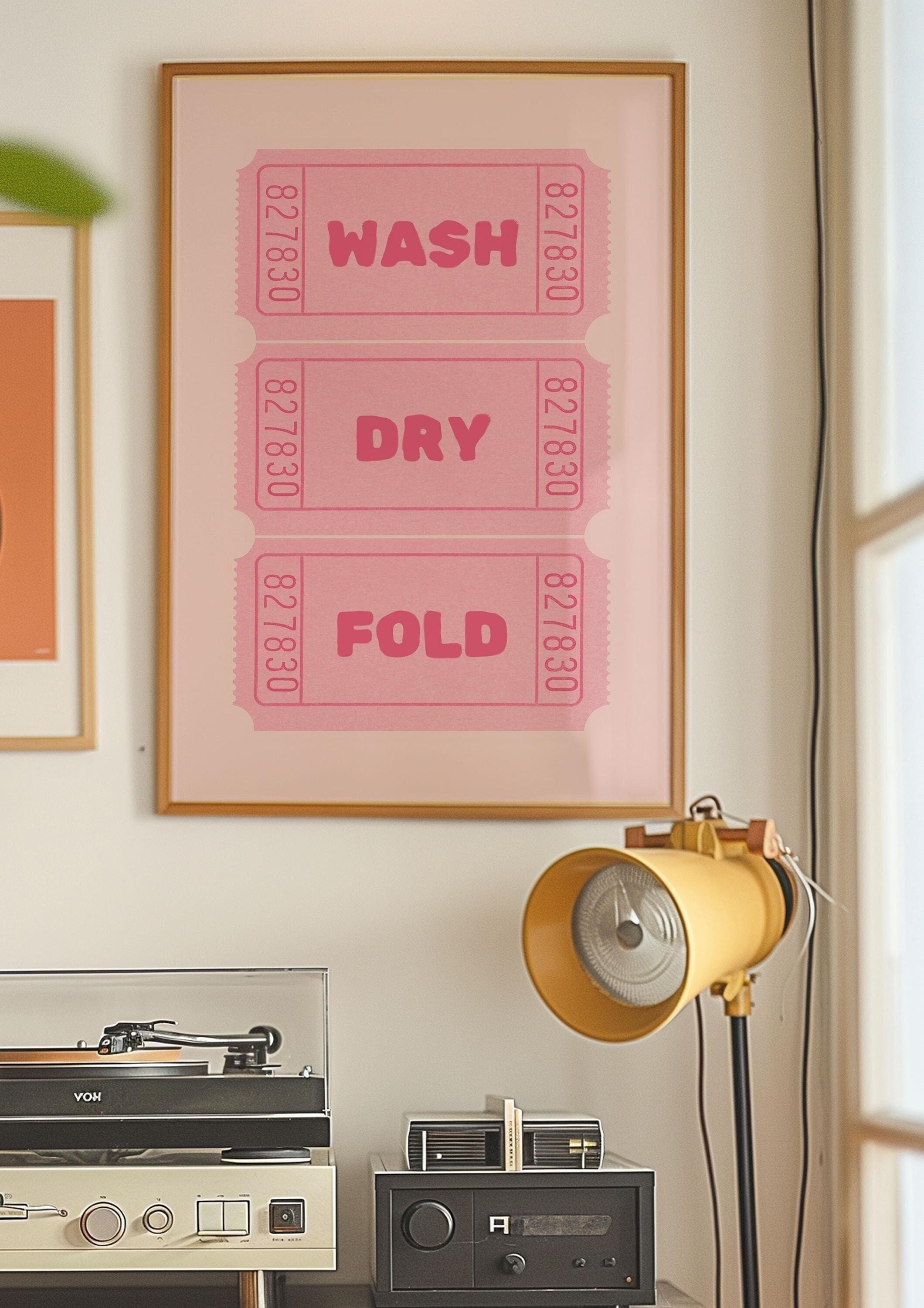 Physical Poster - Laundry Wash Dry Fold Ticket Wall Art | Girly Pink ...