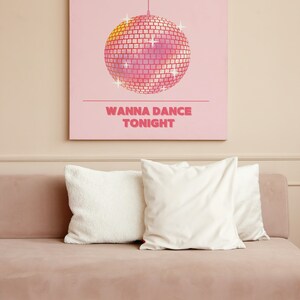 Y2K 'wanna Dance Tonight' Disco Ball Quoted Wall Art in Pink for ...
