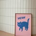 Y2K Blue Cat 'meow' in Pink Background Animal Trendy - Etsy