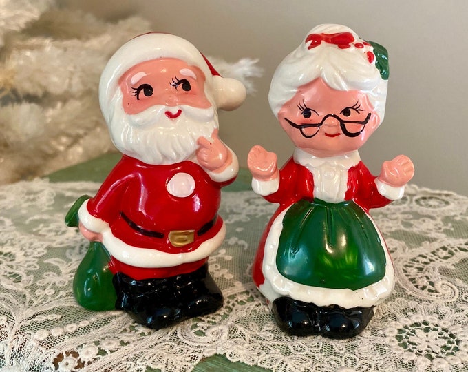 Vintage SET of MCM Santa and Mrs. Claus Salt and Pepper Shakers ...