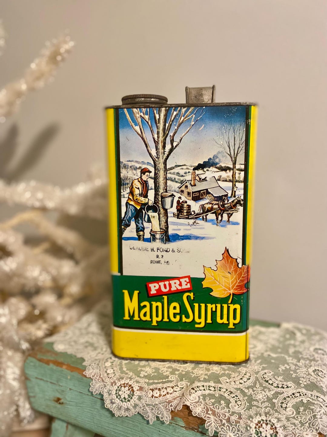 Vintage Empty Pure Maple Syrup 1 Gallon Tin Container With Great Winter ...