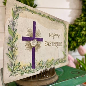 Vintage 1911 EASTER Postcard | Purple Cross Religious | Easter Ephemera ...