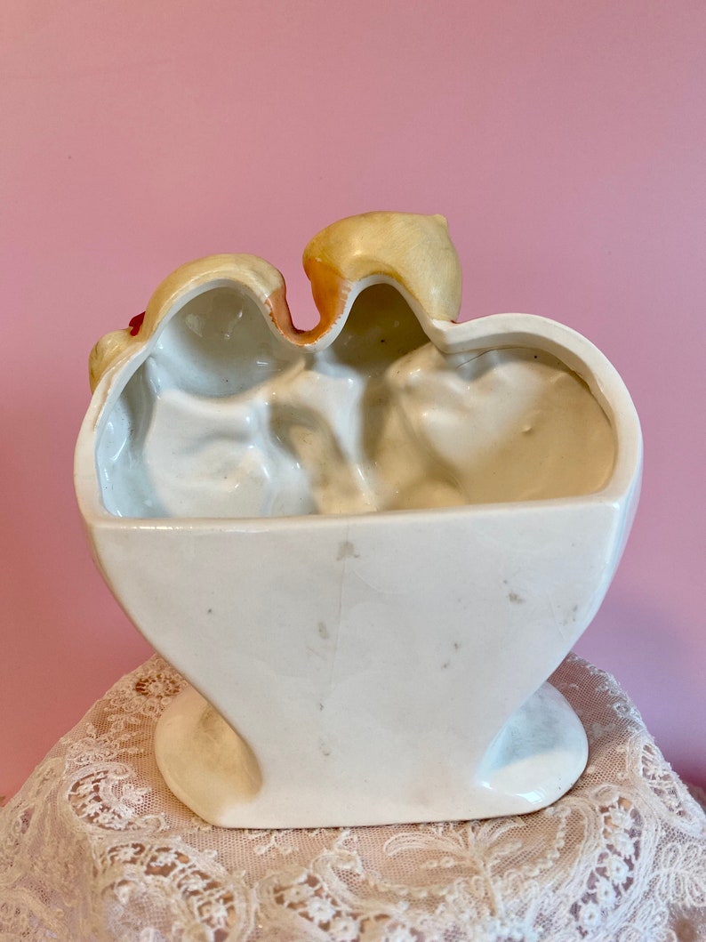 Vintage Ceramic LEFTON Japan 2958 Valentine Heart Planter With Kissing ...