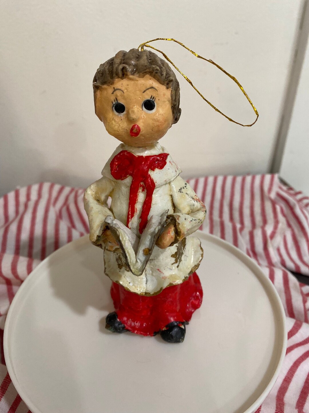 Vintage RB Taiwan Christmas Caroler Ornament Paper Mache 5" | 1950's ...