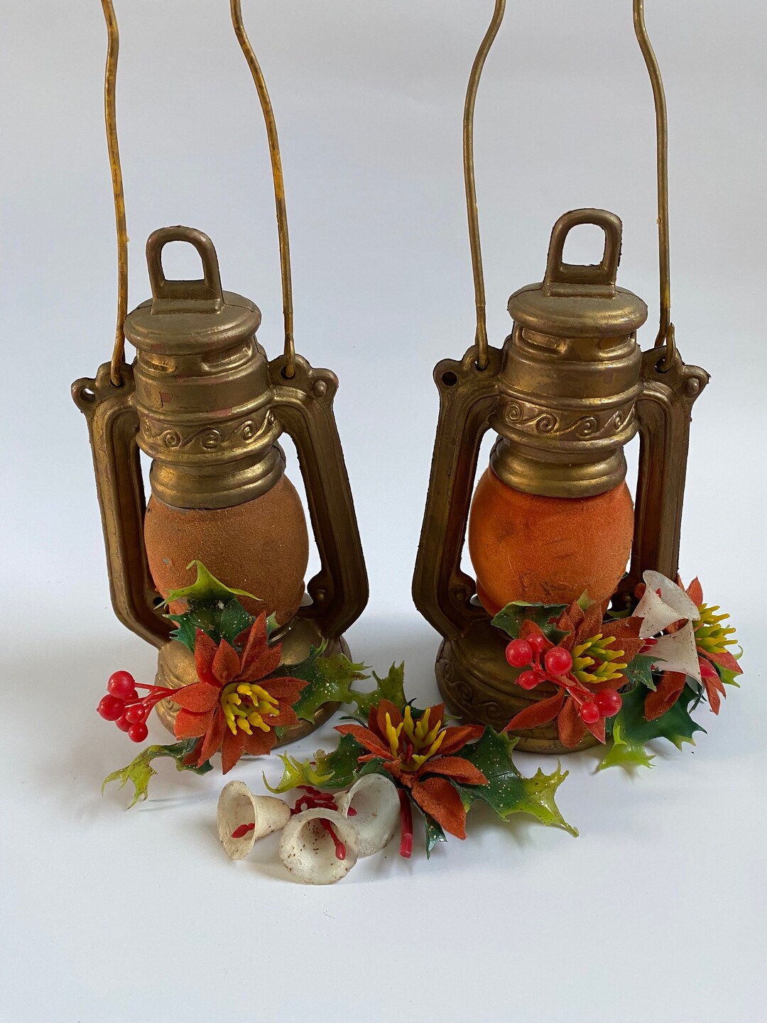 Lot of 2 Vintage Flocked Soft Plastic Christmas Oil Lamps/lanterns | Mid-century Modern| Antique ...