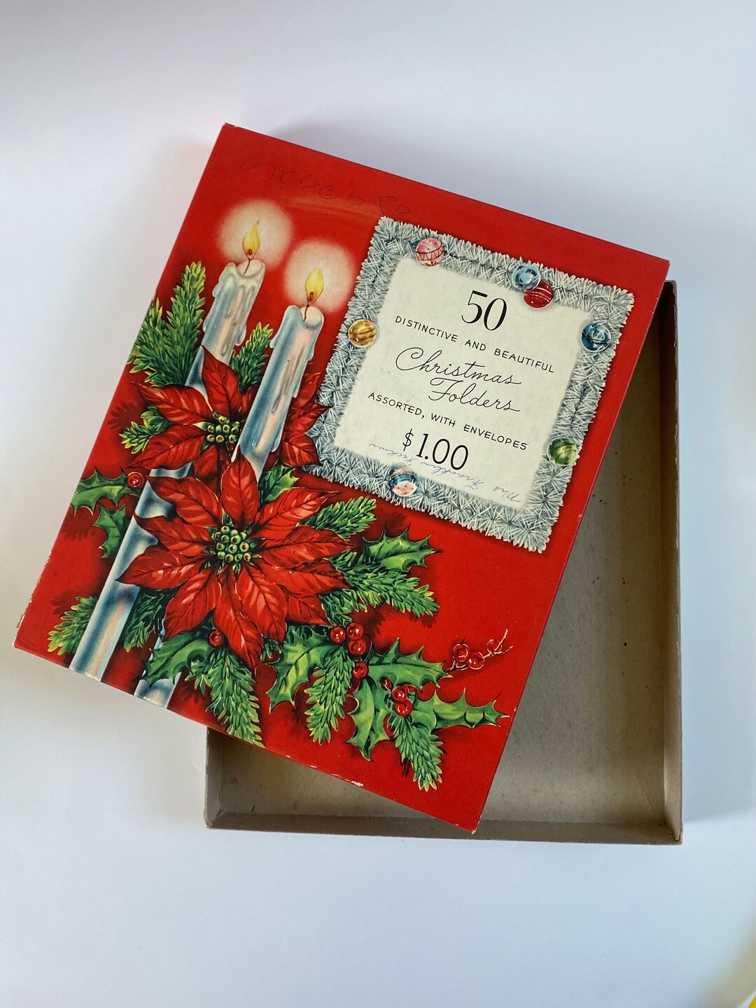Large Vintage Decorative Christmas Card Box | Empty Card Box | MCM ...