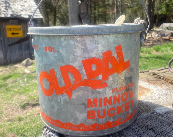 Vintage OLD PAL 8qt Floating Galvanized Minnow Bucket With Aerator ...