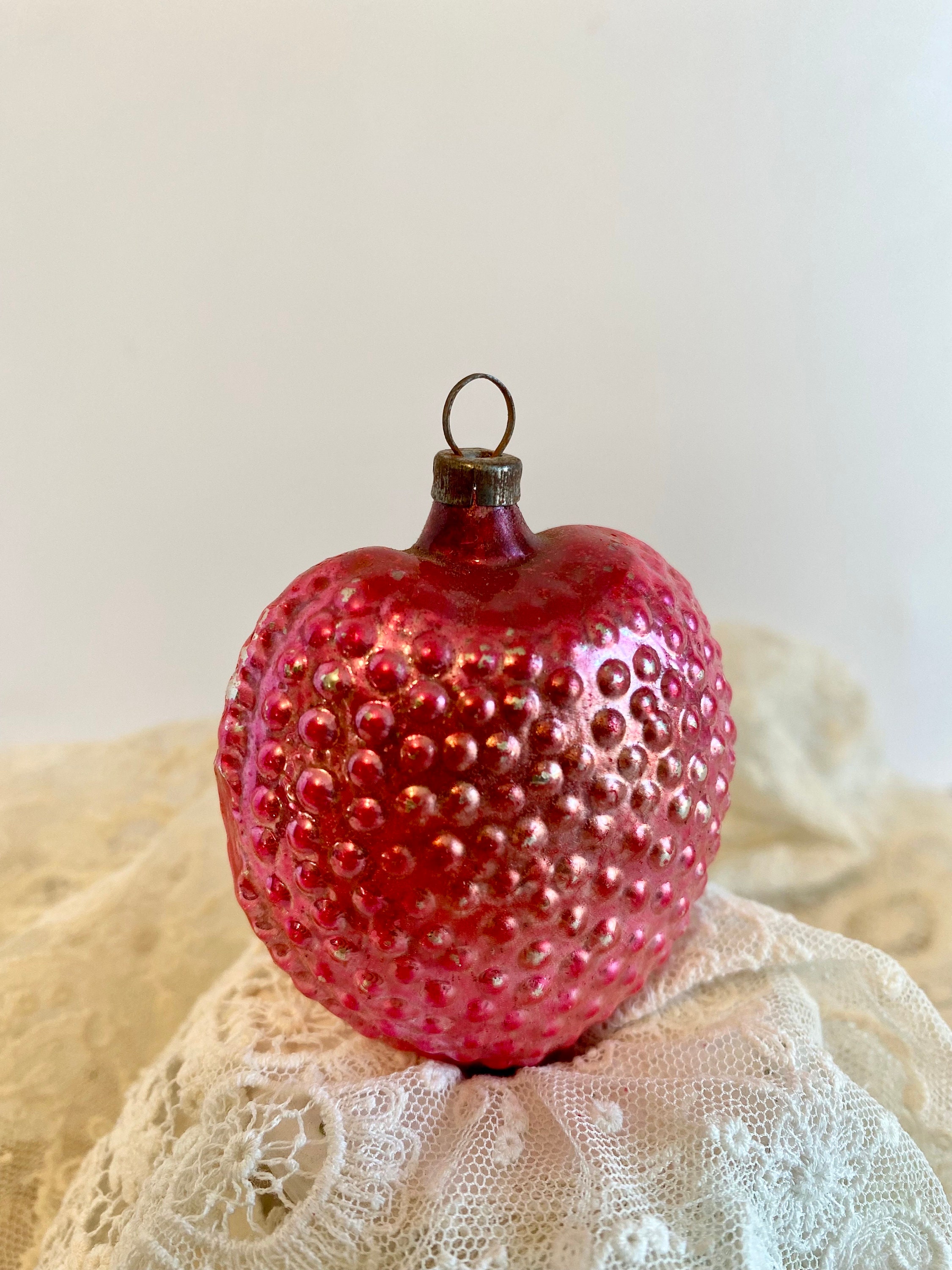Vintage Early 1900's Pink Bumpy Mercury Glass German Christmas Ornament ...