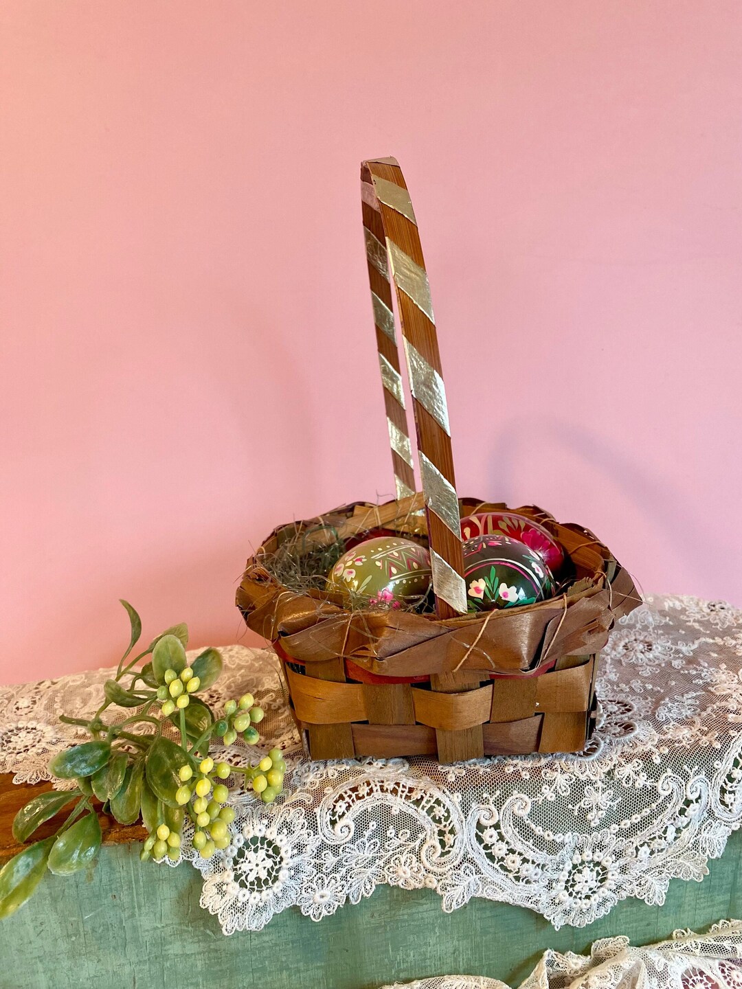 Vintage JAPAN Stamped Small Brown Woven Easter Basket | MCM | Vintage ...