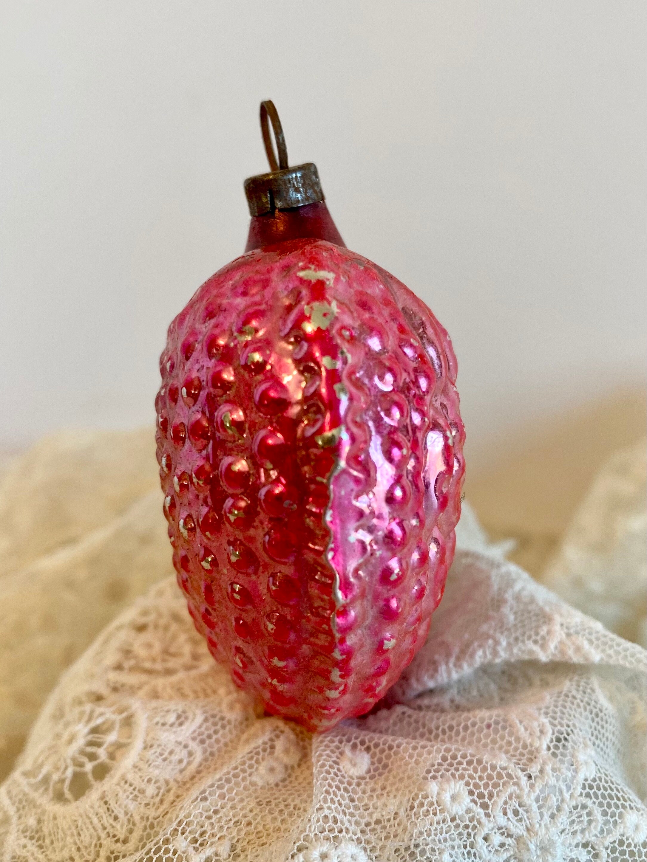 Vintage Early 1900's Pink Bumpy Mercury Glass German Christmas Ornament ...