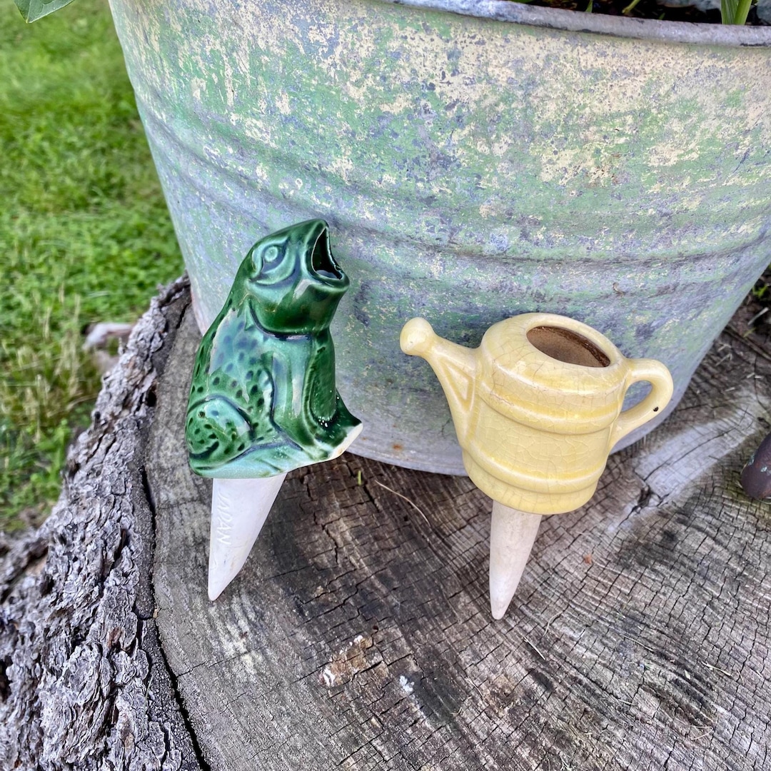 CHOICE of 1 Vintage Ceramic Glazed Plant Watering Stake | Frog or ...