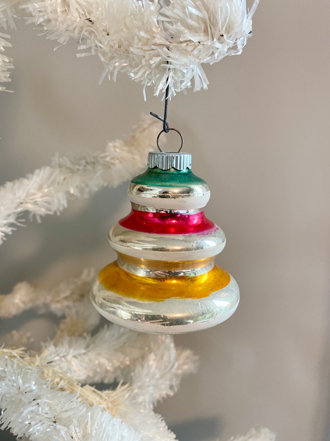 Vintage 1950's SHINY BRITE Atomic Bell Tree Shaped Silvered Blown Glass ...