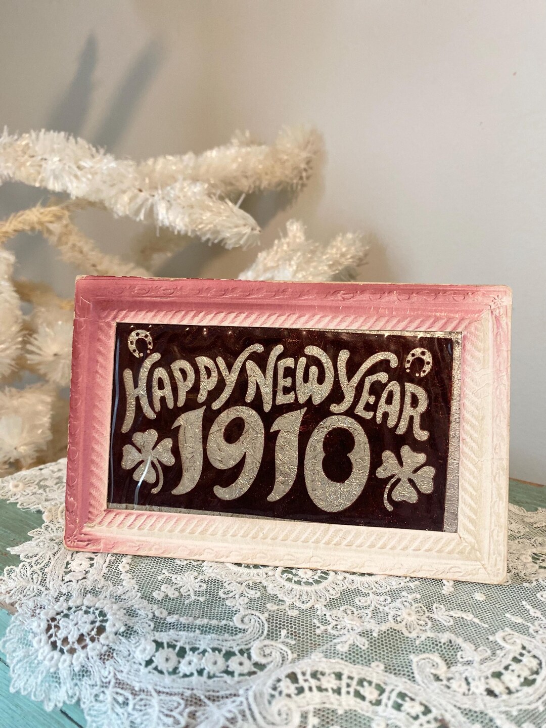 Vintage Early 1900's Happy NEW YEARS Postcard Foil 1910 | Antique NYE ...