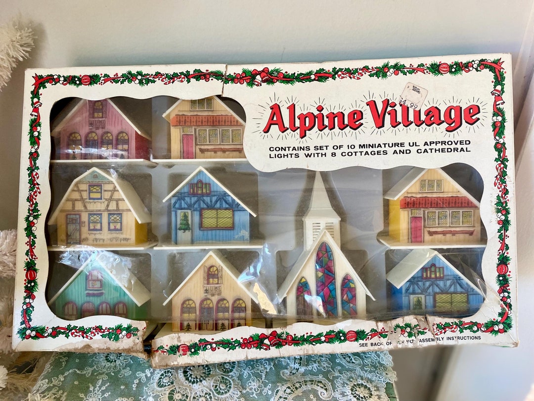 Vintage Alpine Village Plastic Light up Houses With Box NO LIGHTS ...