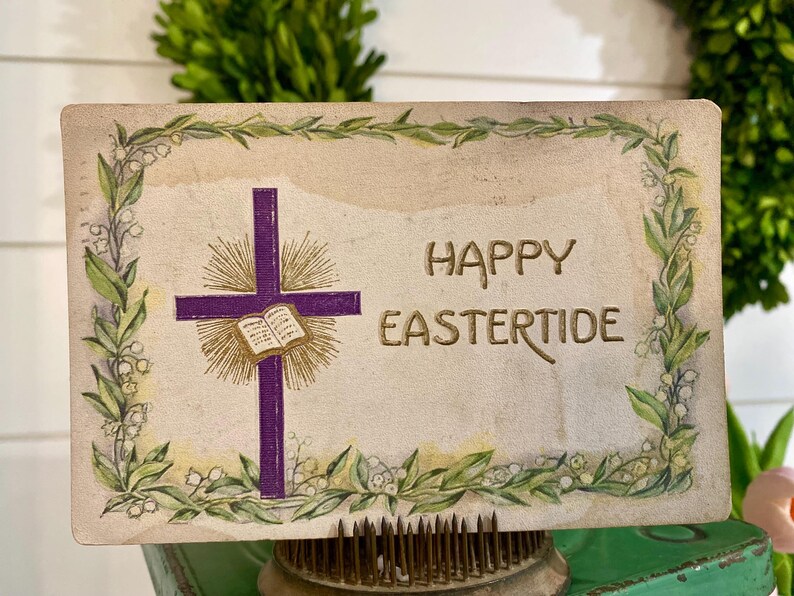 Vintage 1911 EASTER Postcard | Purple Cross Religious | Easter Ephemera ...