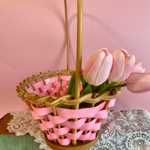 Vintage Late 1960's/early 1970's Neon Pink Plastic and Wicker Easter ...