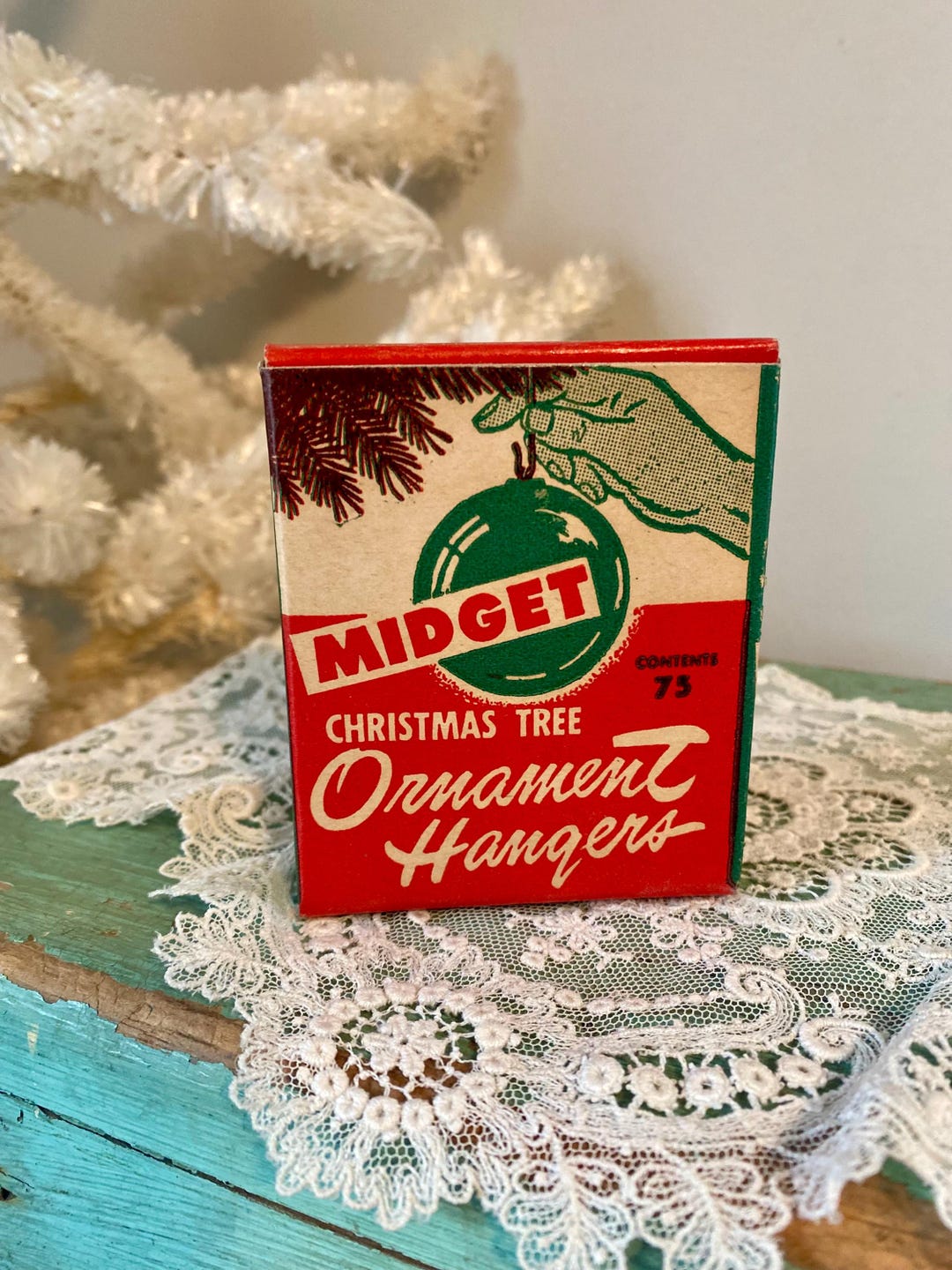 One Vintage MIDGET Christmas Tree Ornament Hanger Cardboard Box EMPTY ...