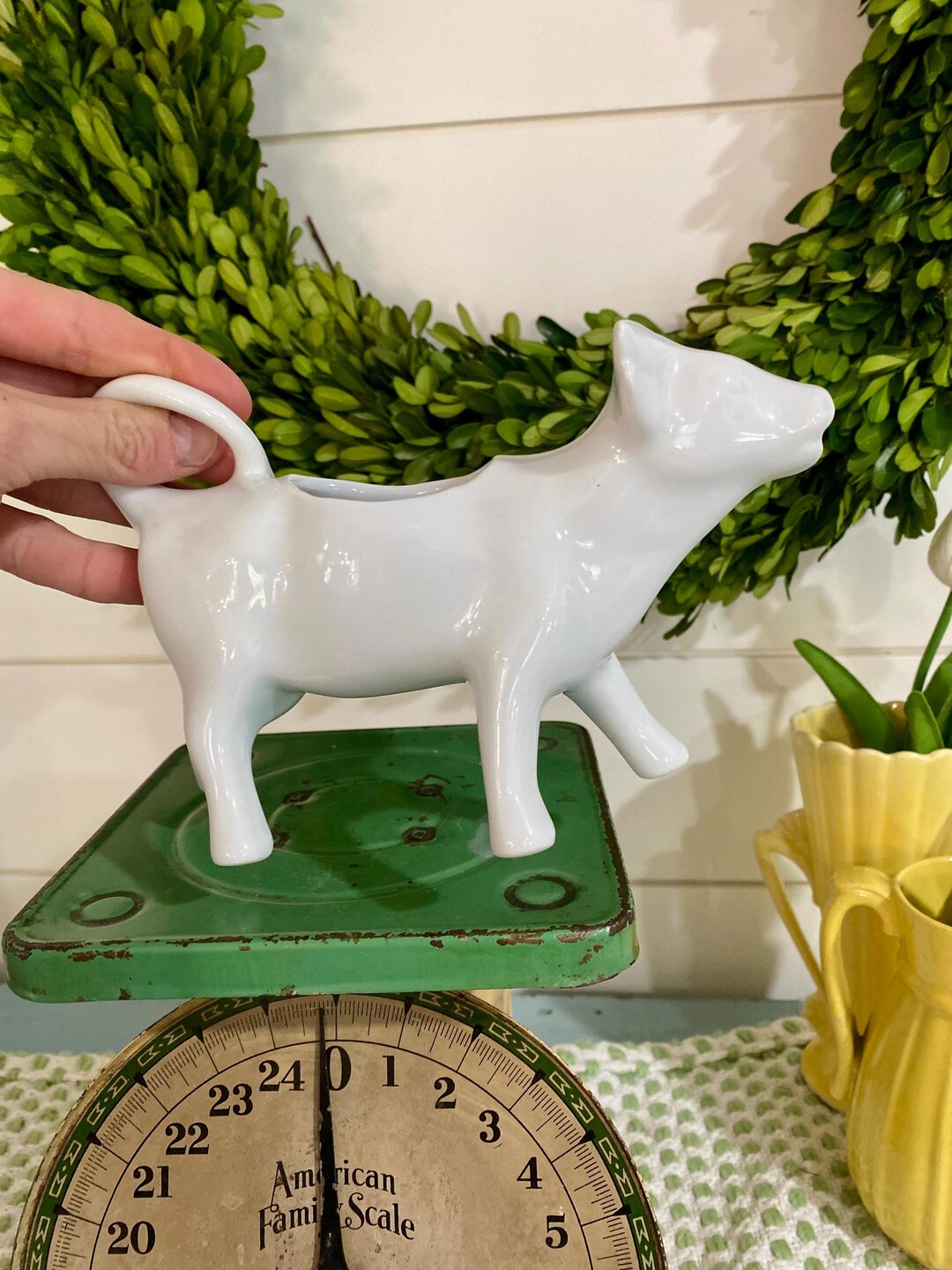 Vintage APILCO France Porcelain White Cow Shaped Creamer Pitcher ...