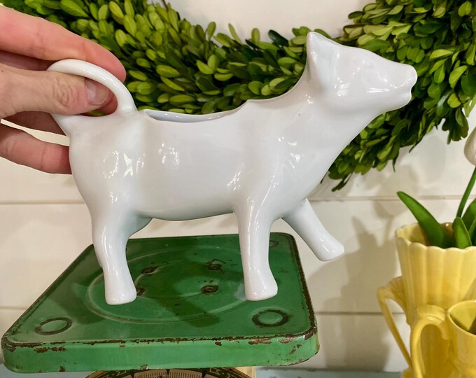 Vintage APILCO France Porcelain White Cow Shaped Creamer Pitcher ...