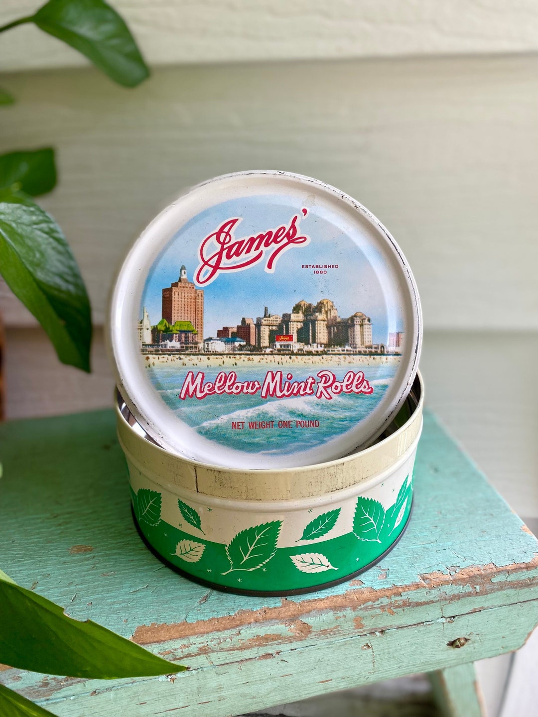 Vintage 1950's JAMES' Candy Company Mellow Mint Rolls Tin | Atlantic ...