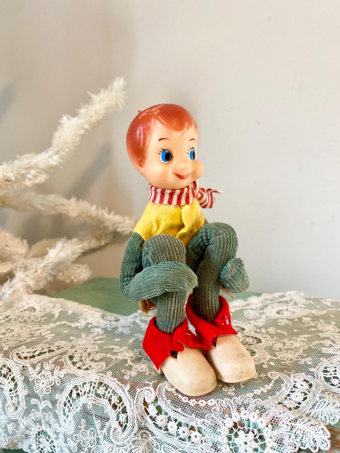 Vintage "big Shoes" Rubber Face Knee Hugger Pixie Elf Doll | MCM ...