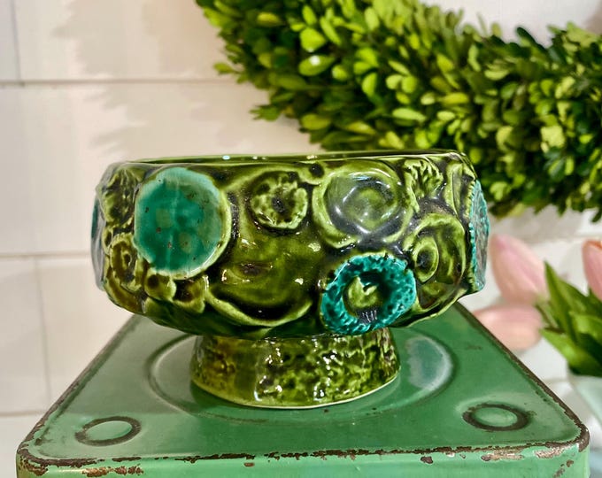 Vintage NAPCOWARE C-7692 Ceramic Small Pedestal Planter Bowl Textured ...