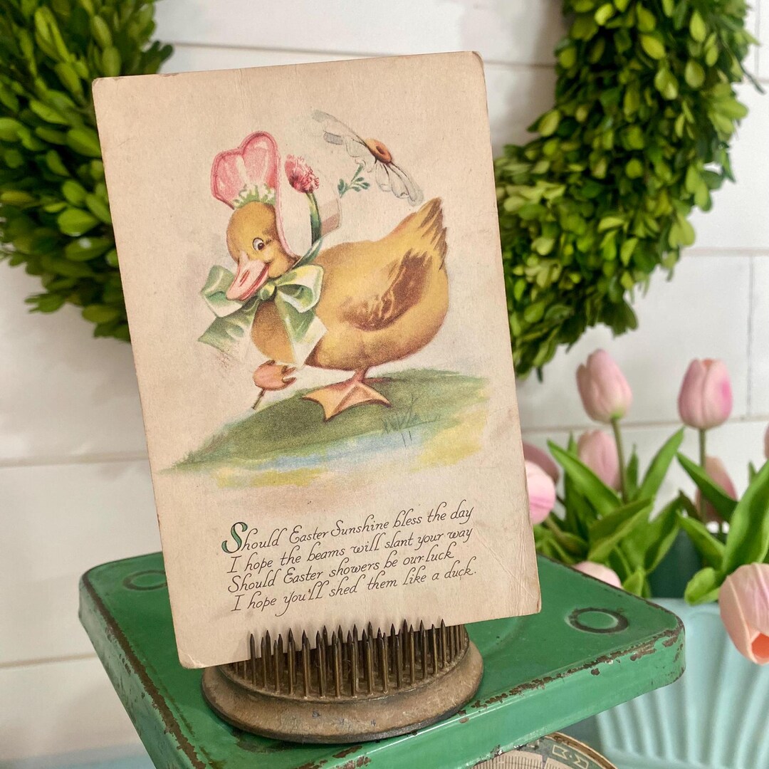 Vintage Early 1900's EASTER Postcard | Adorable Duck Daisy Parasol ...