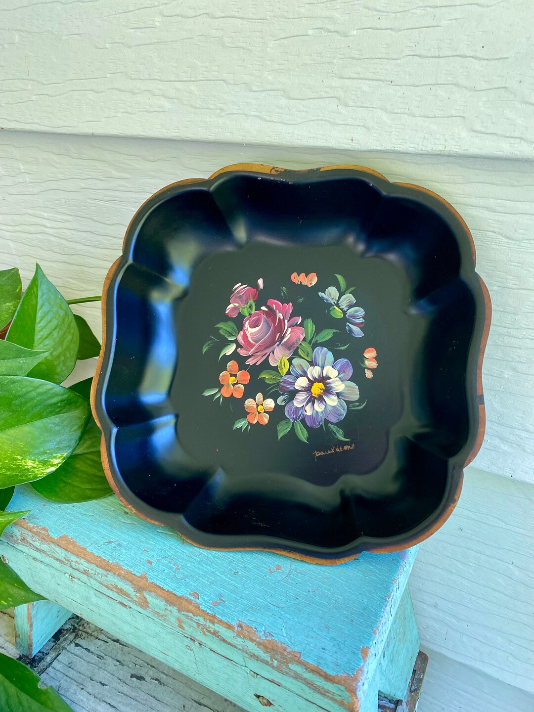 Vintage NASHCO PRODUCTS NY Square Metal Tole Serving Tray/ Drink Tray ...